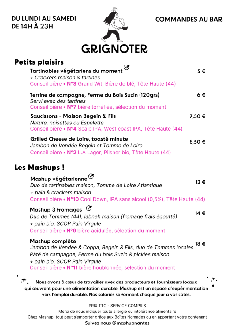 Menu Grignoter - Mashup Nantes